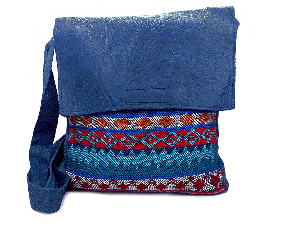 Aztec Tribal Print Striped Pattern Vegan Suede Cushioned Crossbody ...