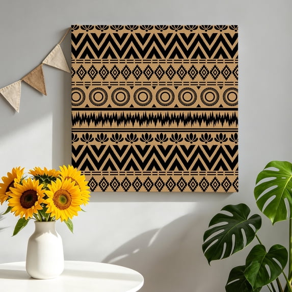 Aztec Tribal Stripe Canvas Wall Art for Living Room, Ethnic Chevrons ...