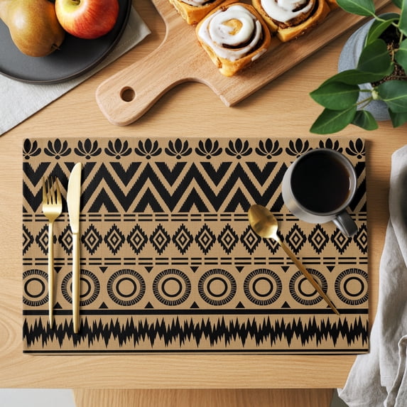 Aztec Tribal Stripe Placemats Set of 4, Ethnic Chevrons Zigzags ...