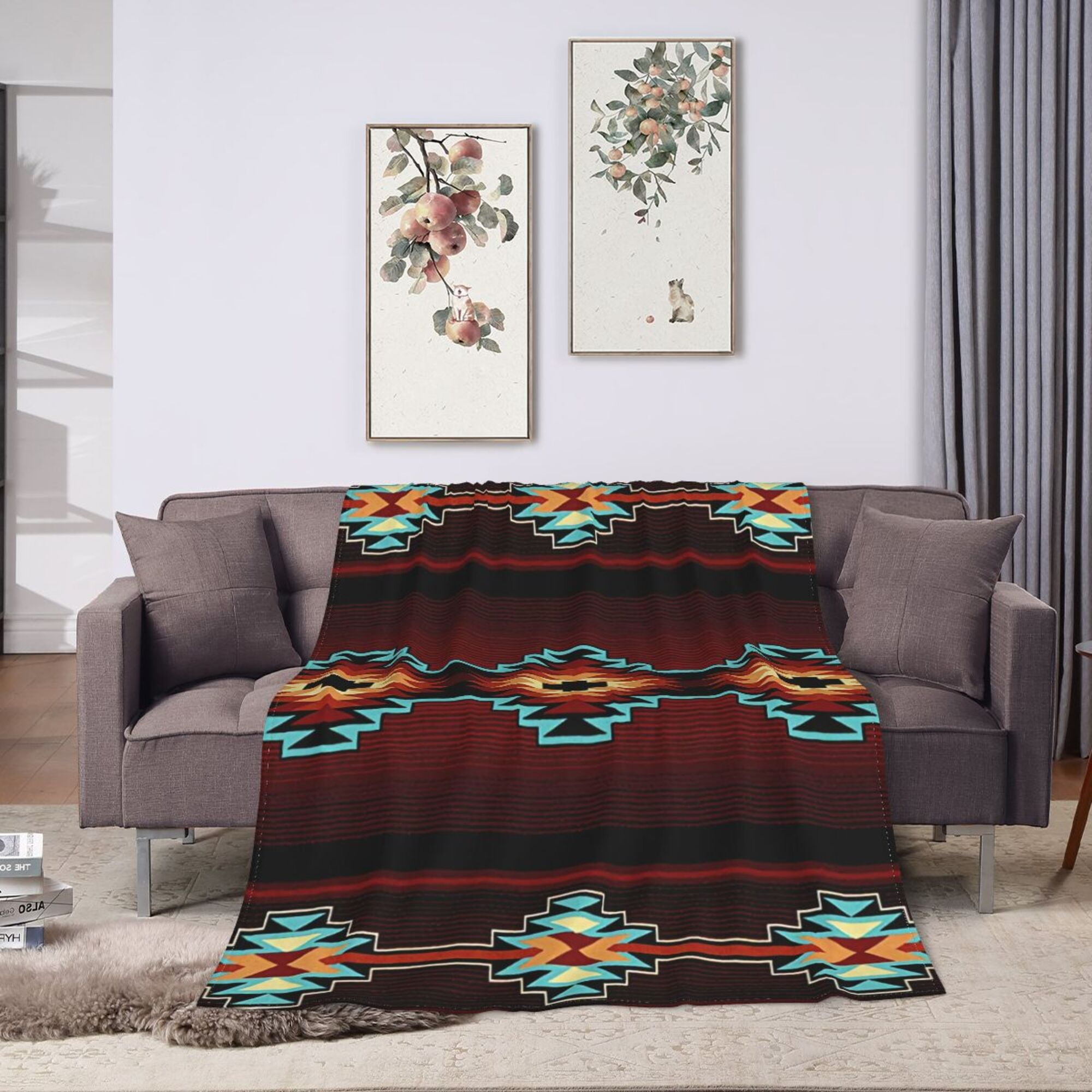 Aztec Tribal Throw Blankets 50"X40" Lightweight Cozy Soft Warm Flannel ...