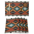 Aztec Tribe Cotton Linen Placemats Set of 12, Blue Rhombus Geometric ...