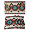 Aztec Tribe Cotton Linen Placemats Set of 2, Red Black Blue Rhombus ...