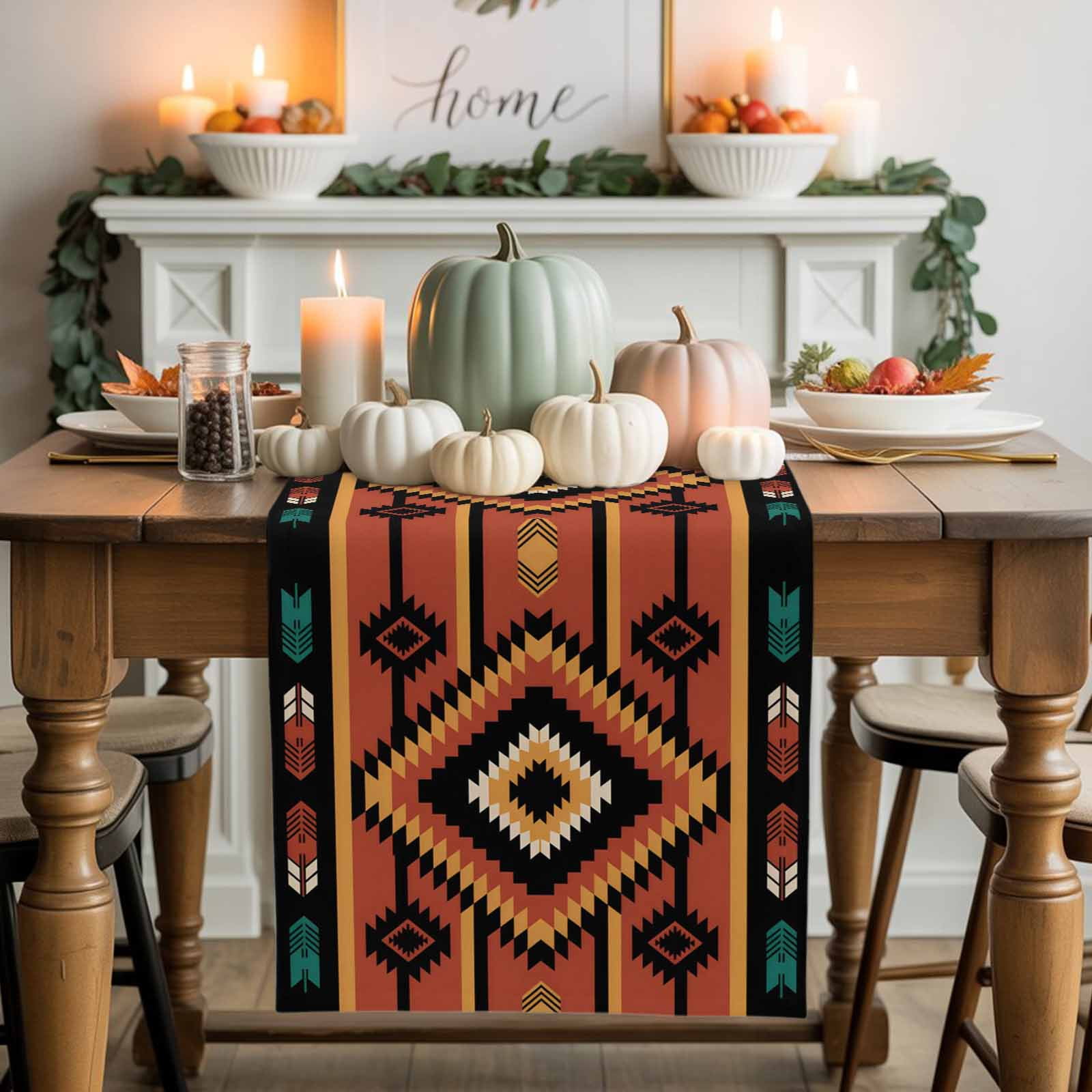 Aztec Tribe Cotton Linen Table Runner, Washable Table Runners for ...