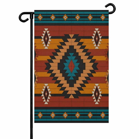 Aztec Tribe Garden Flag 12x18 Inch Rhombus Geometric Pattern Striped ...