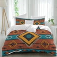 Aztec Tribe Queen Duvet Cover Set, Orange Yellow Rhombus Geometric ...