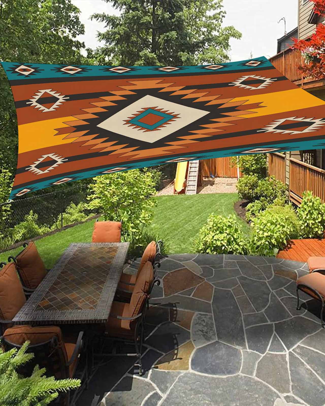 Aztec Tribe Sun Shade Sail 12'X16' Brown Orange Abstract Vintage ...