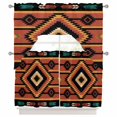 Aztec Tribe Swag Valance and Tier Set of 3, Brown Green Abstract ...