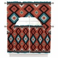 Aztec Tribe Swag Valance and Tier Set of 3, Red Blue Yellow Abstract ...