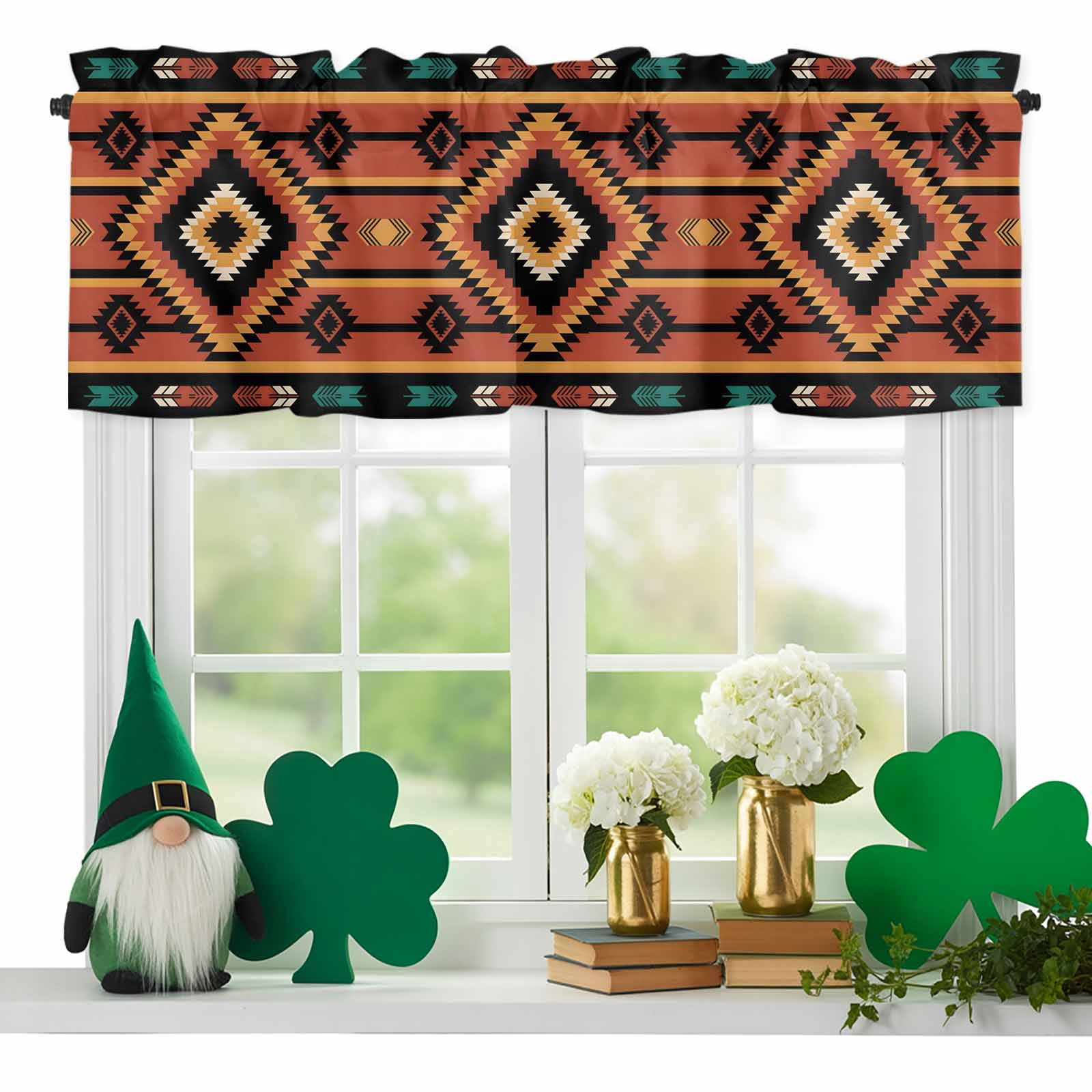 Aztec Tribe Valances for Windows, Brown Green Abstract Vintage ...