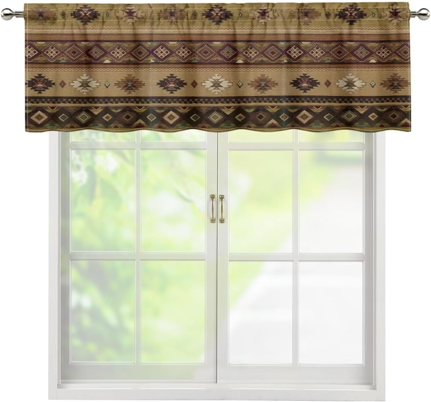 Aztec Valance Curtains for Windows Kitchen Valances Short Rod Pocket ...