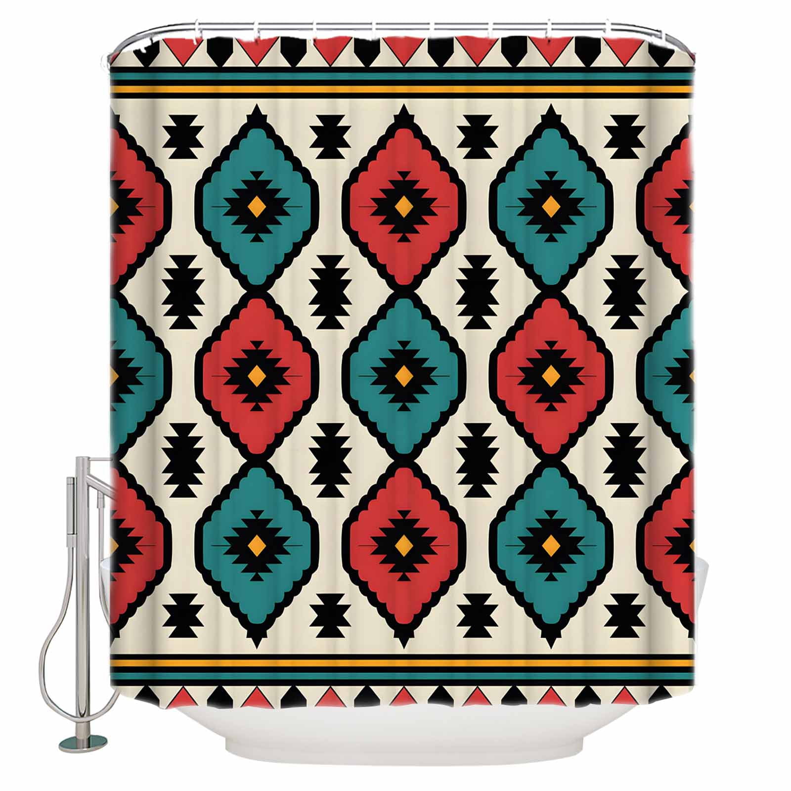Aztec Vintage Bathroom Shower Curtains with 12 Hooks Polyester ...