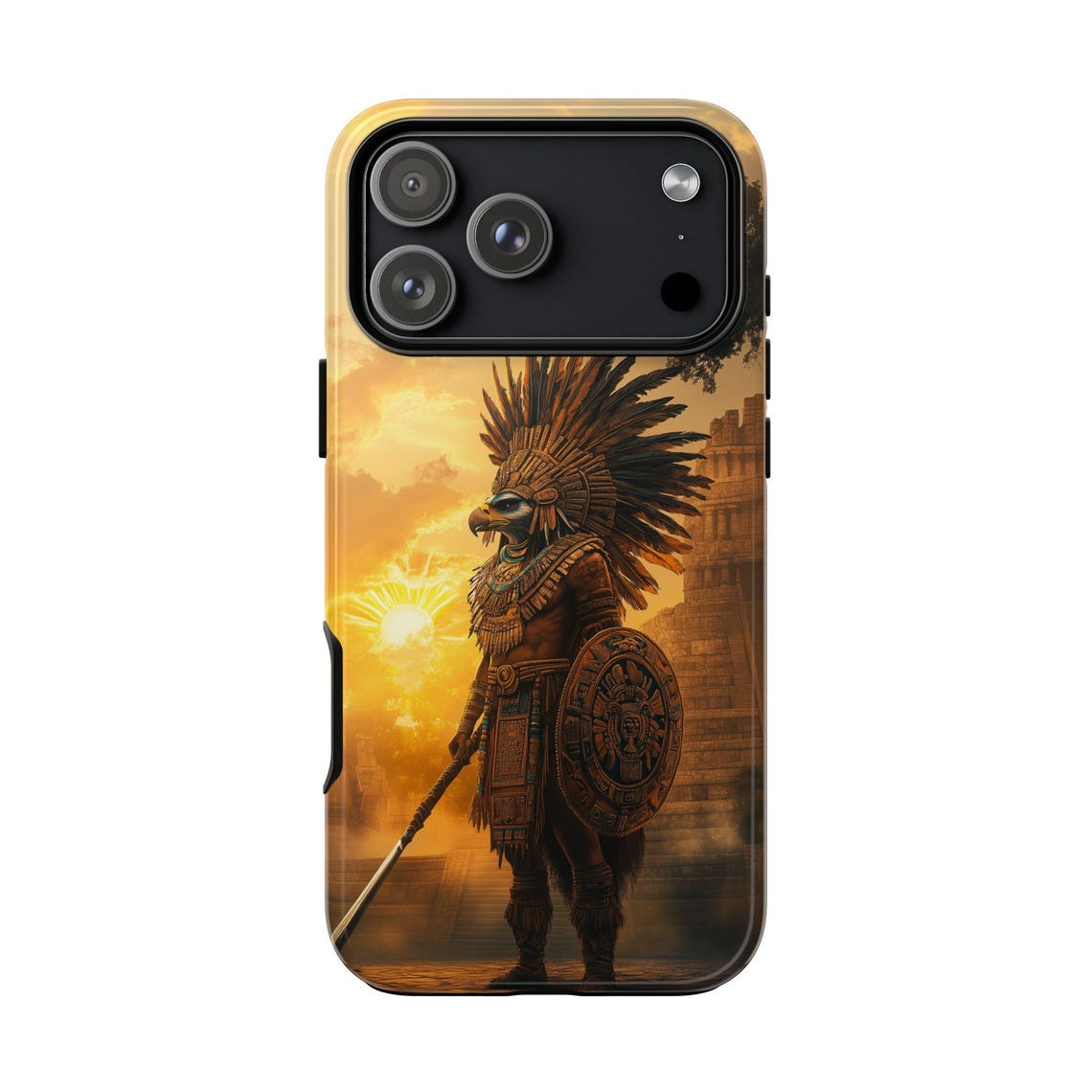 Aztec Warrior Eagle Headdress Feathers Symbolic Art for iPhone 17 16 15 ...