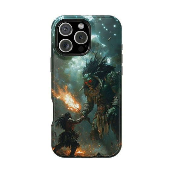 Aztec Warrior Fighting an Orc Battle Scene Phone Case for iPhone 11,12 ...