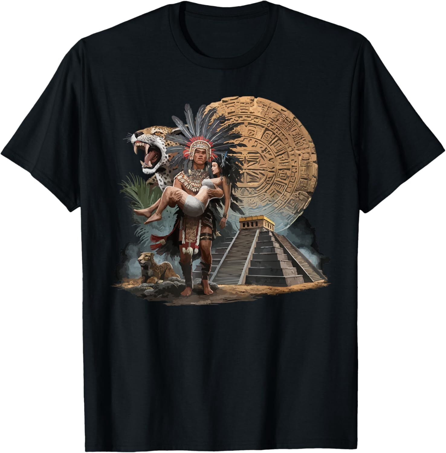 Aztec Warrior Mayan Indigenous Mexican Aztec Jaguar T-Shirt Hoodie ...