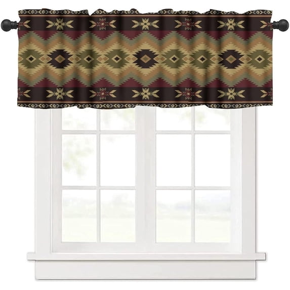 Aztec Window Valance Curtain, Vintage Native Tribal Ethnic Pattern ...