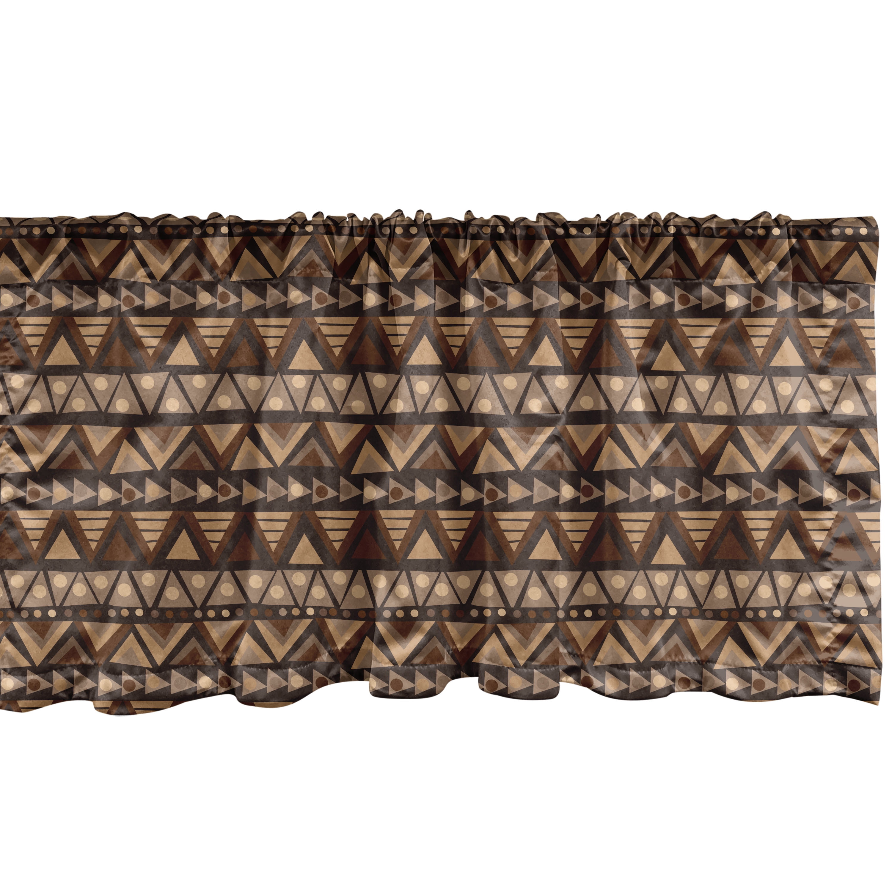 Aztec Window Valance Doodle Of Prehistoric Geometric Motifs In Earthy