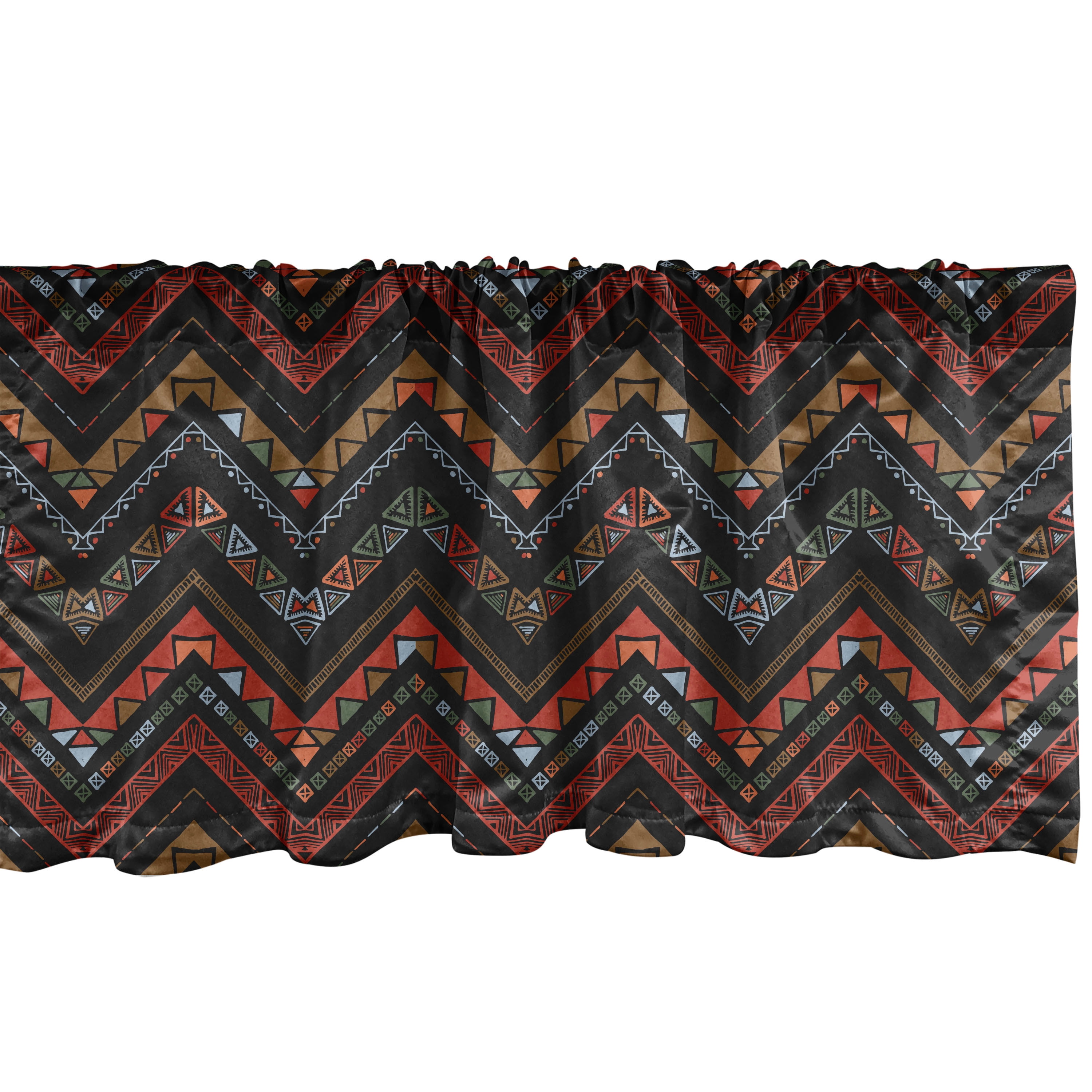 Aztec Window Valance Ethnical Zigzag Chevron Print In Earthy Tones