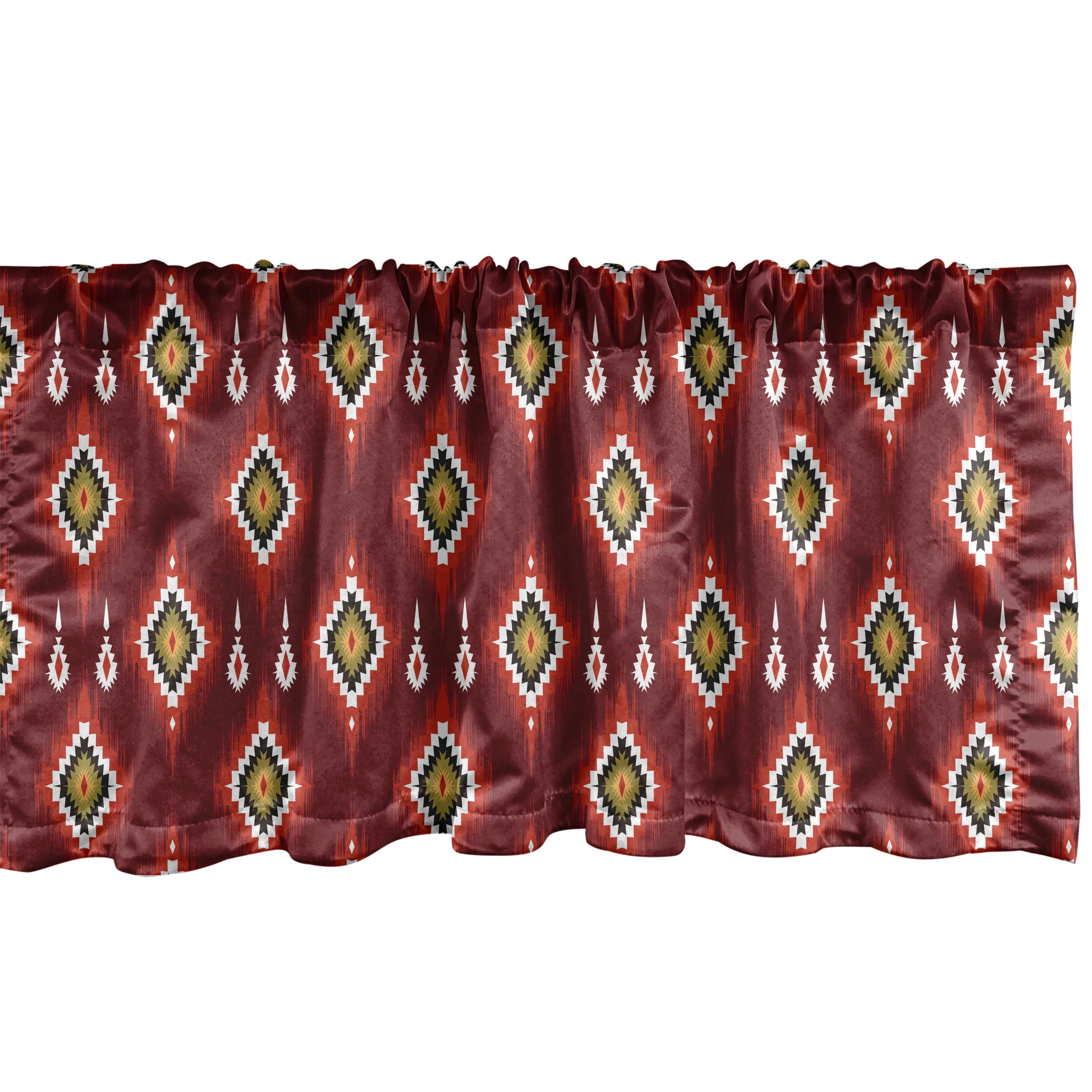 Aztec Window Valance, Pixel Looking Ornamented Rhombus Pattern Ethnic ...