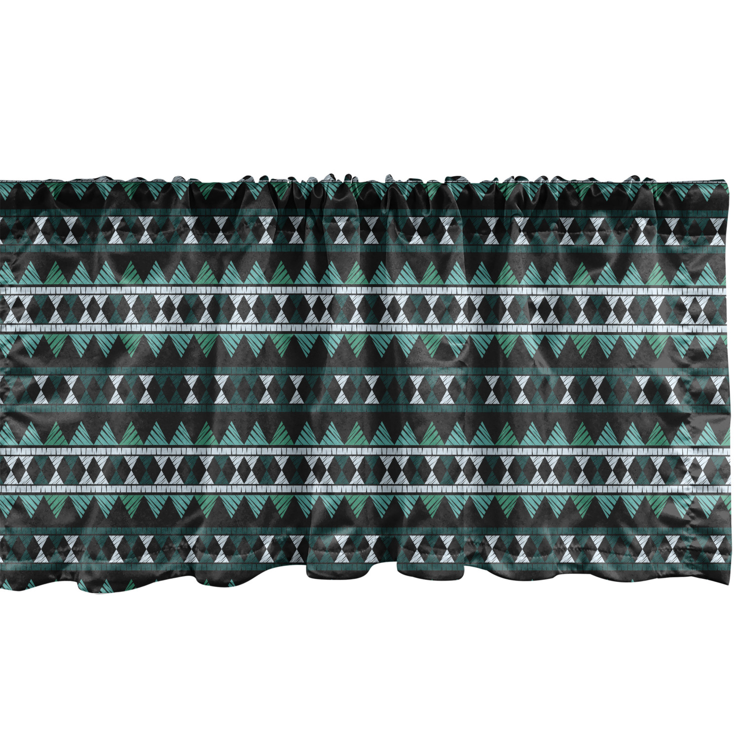 Aztec Window Valance Triangles Arrangement Green Forest Tones