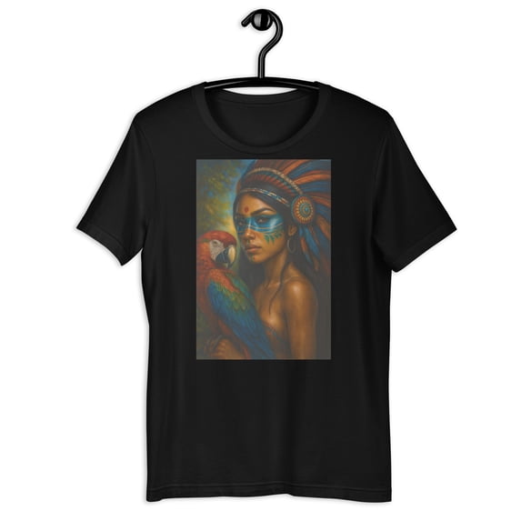 Aztec Woman Headdress Parrot Tribal Art Vintage Style Graphic T-Shirt ...