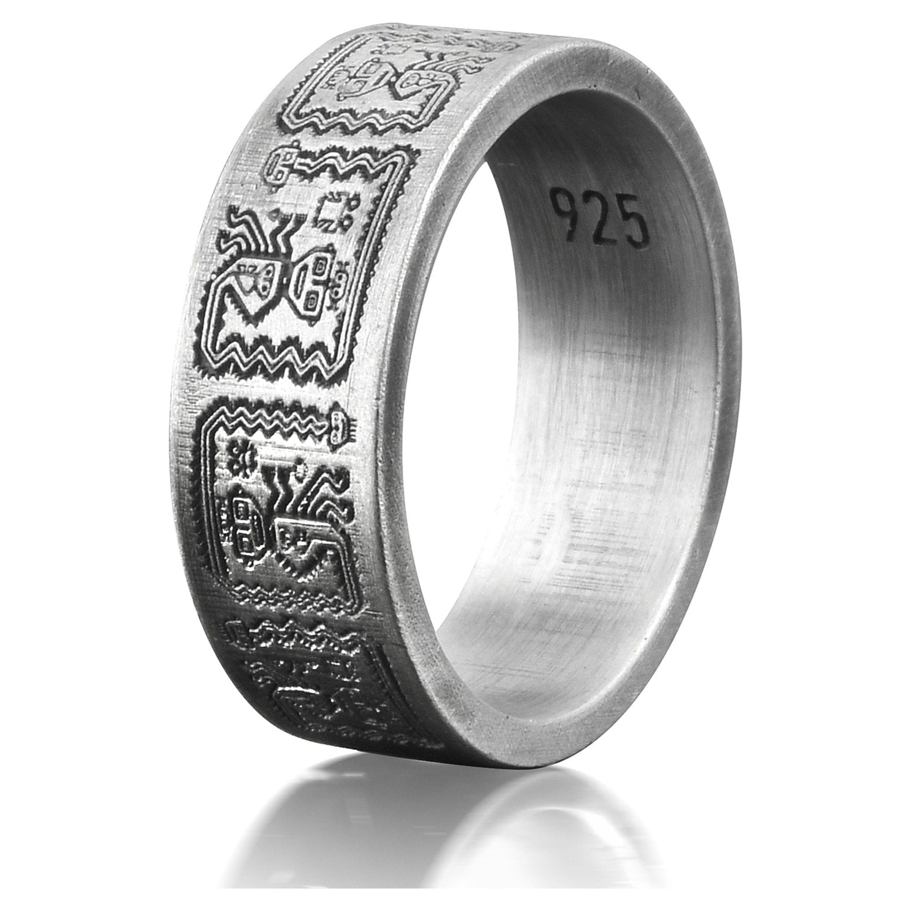 Aztec and Mayan Hieroglyphics Ring, Ancient Unique Mens Ring in ...