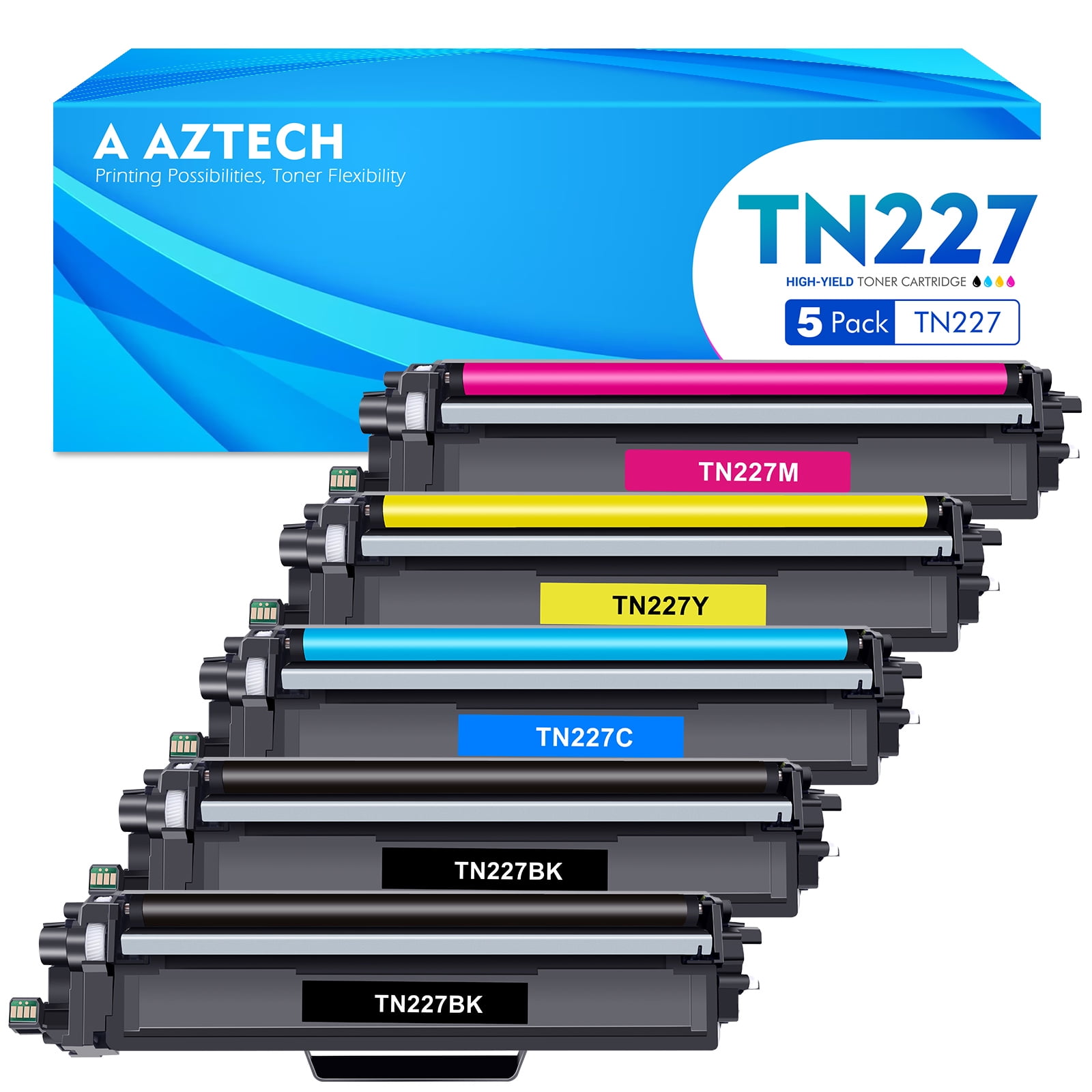 A Aztech 5-Pack Compatible Toner Cartridge for Brother TN227 TN-227 MFC ...