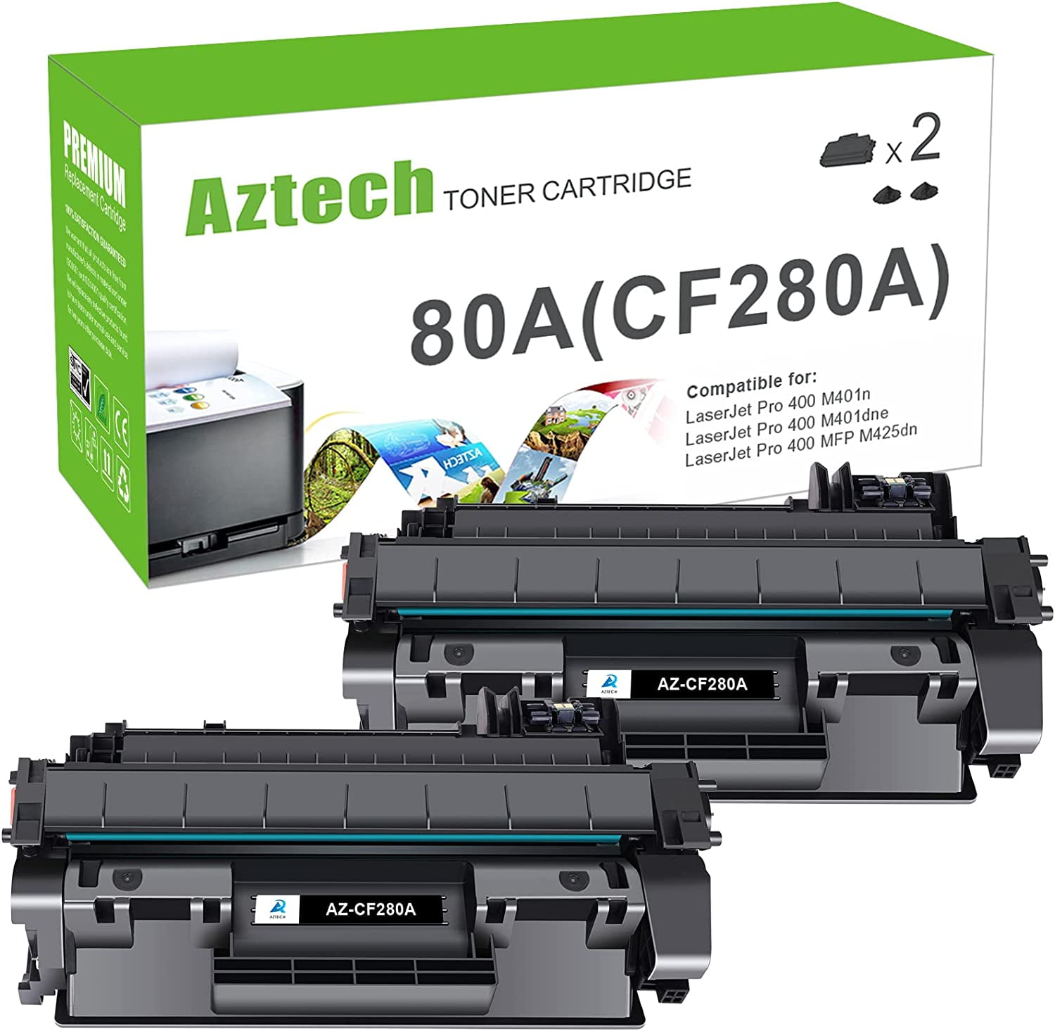 Aztech Compatible Toner Cartridge Replacement for HP 80A CF280A 80X ...