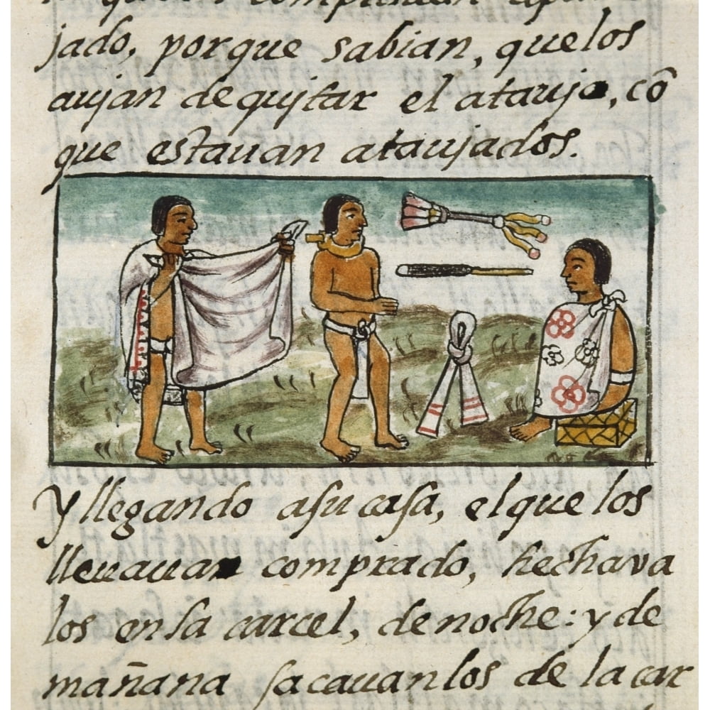 Aztecs Getting Dressed. Nan Aztec Man Being Dressed. Drawing From The ...