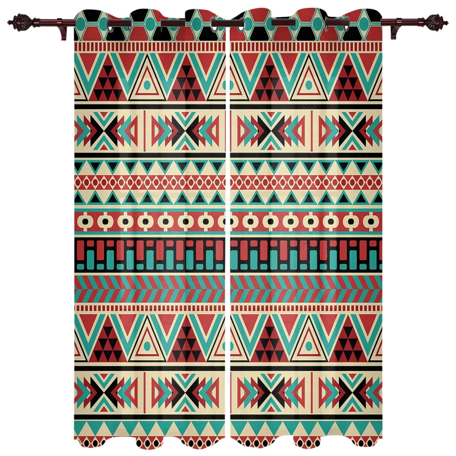 Aztecs Pattern Window Curtain Morocco Bohemian Style Grommet Top for ...