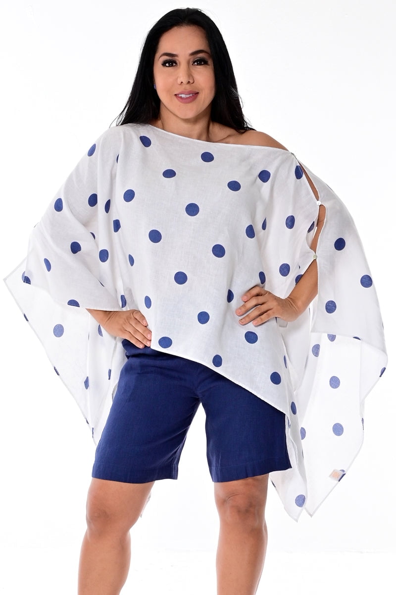 Azucar Ladies 100% Linen Poncho with Polka-Dots -LLB1728 - Walmart.com