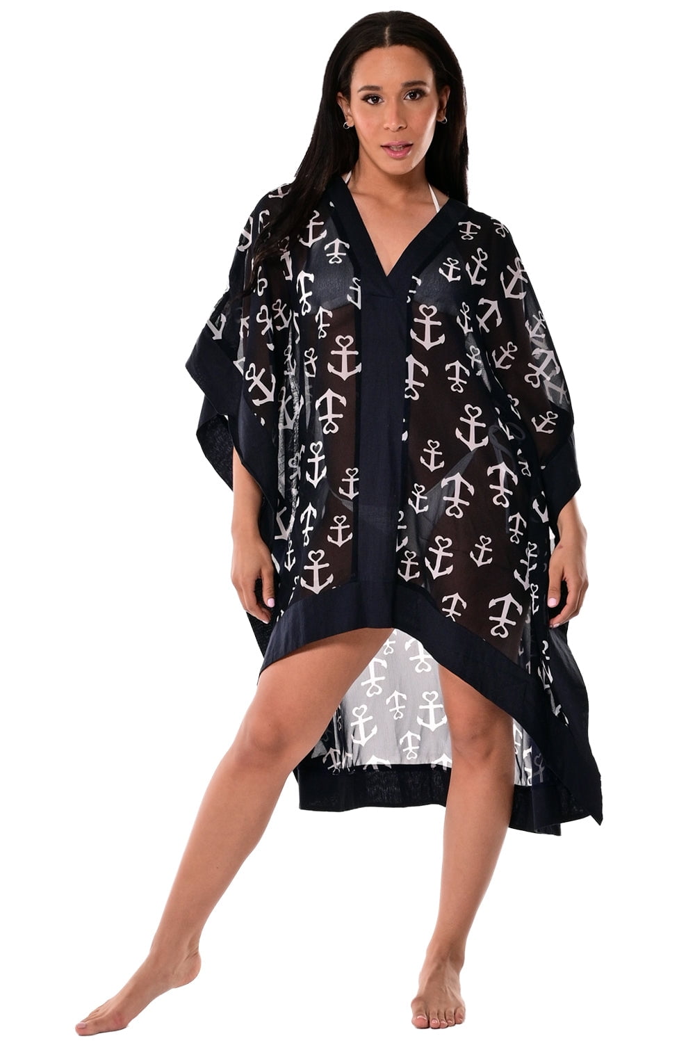 Azucar Ladies Sheer Tunic Beach Cover-Up w/Anchors in (2) Colors ...