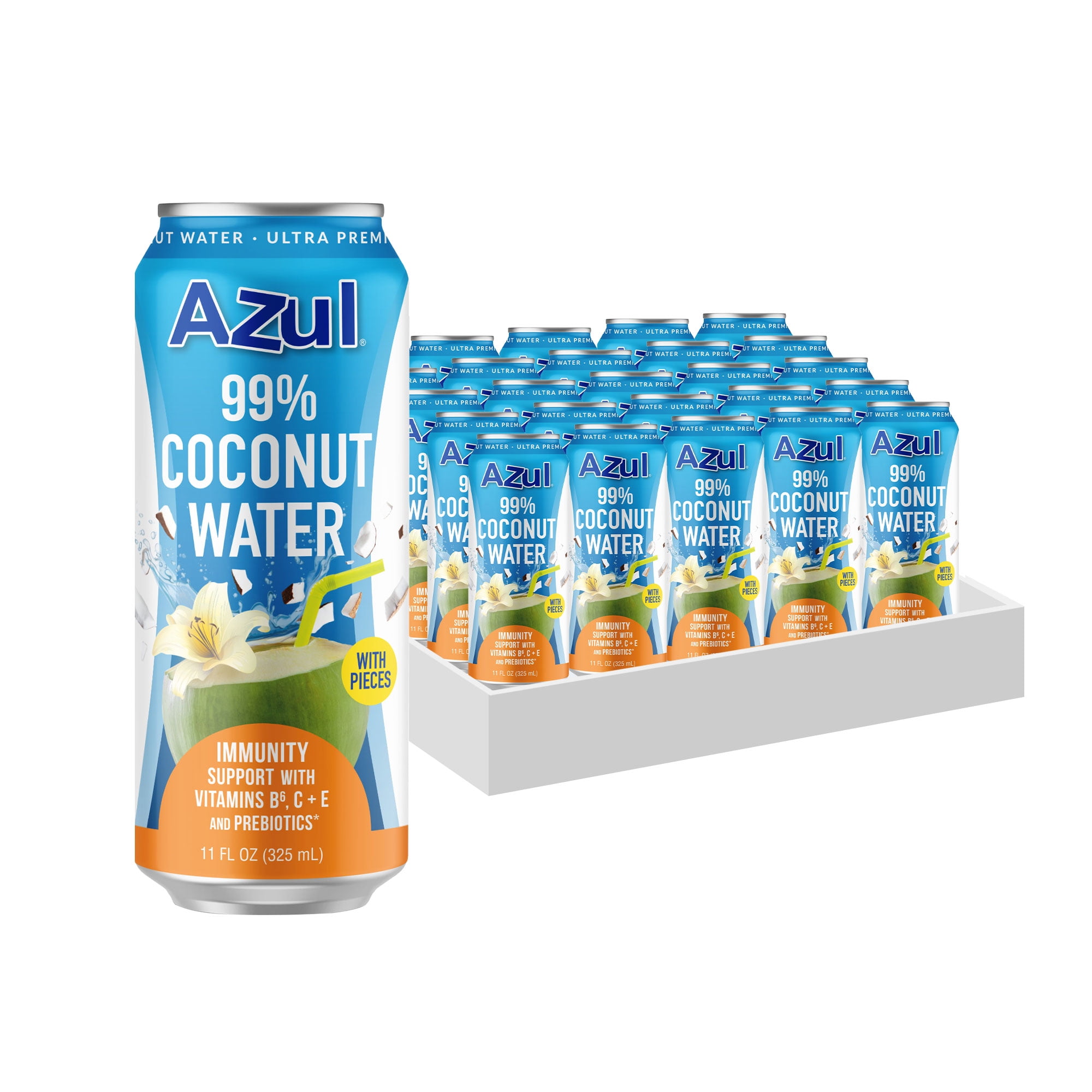 Azul 99% Coconut Water W/ Immunity Support with Pulp, Natural Hydrating ...