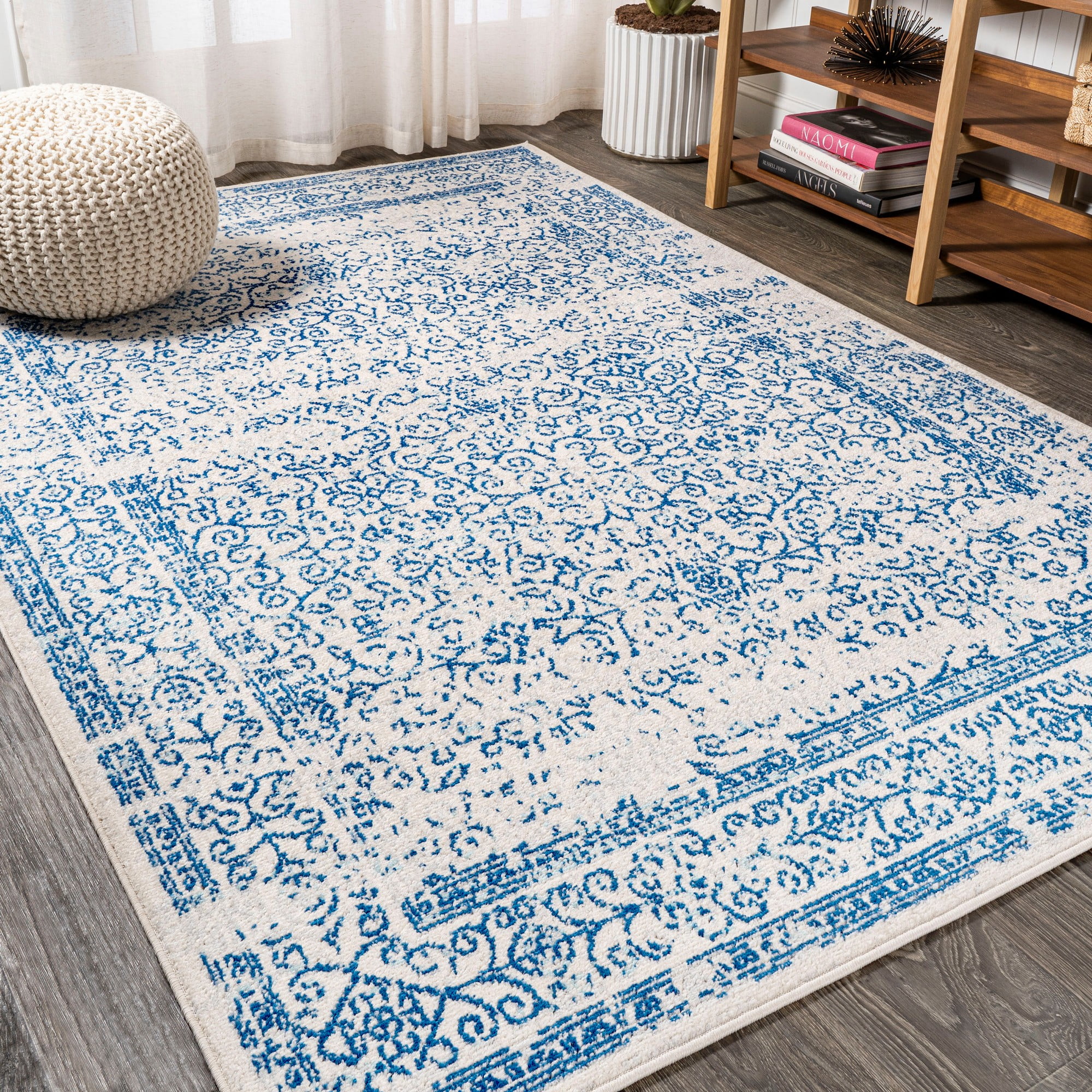 Azul Filigree Cream/Blue 4 ft. x 6 ft. Area Rug - Walmart.com