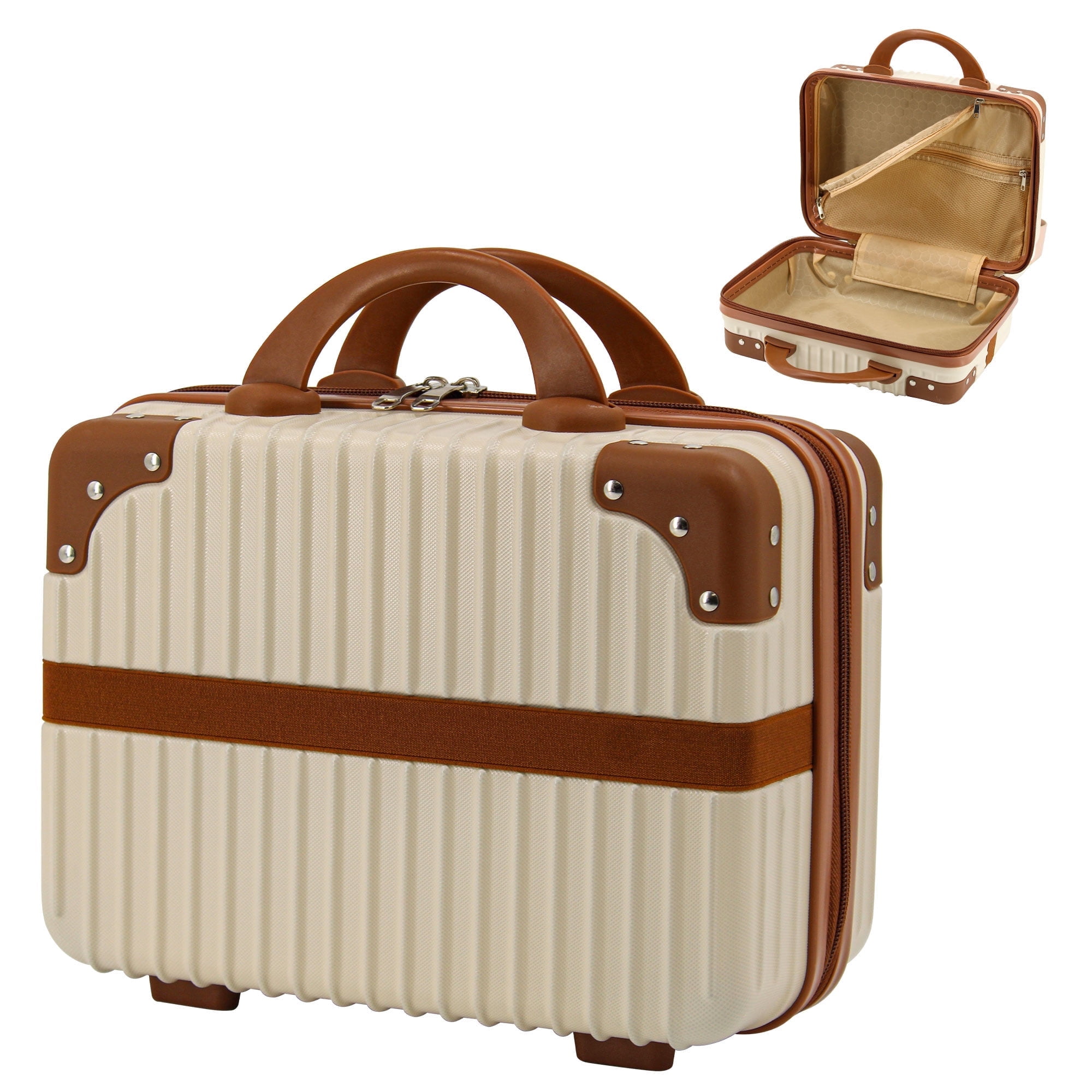 AzulHome 14" Khaki Carry-On Luggage - Lightweight & Durable ABS ...