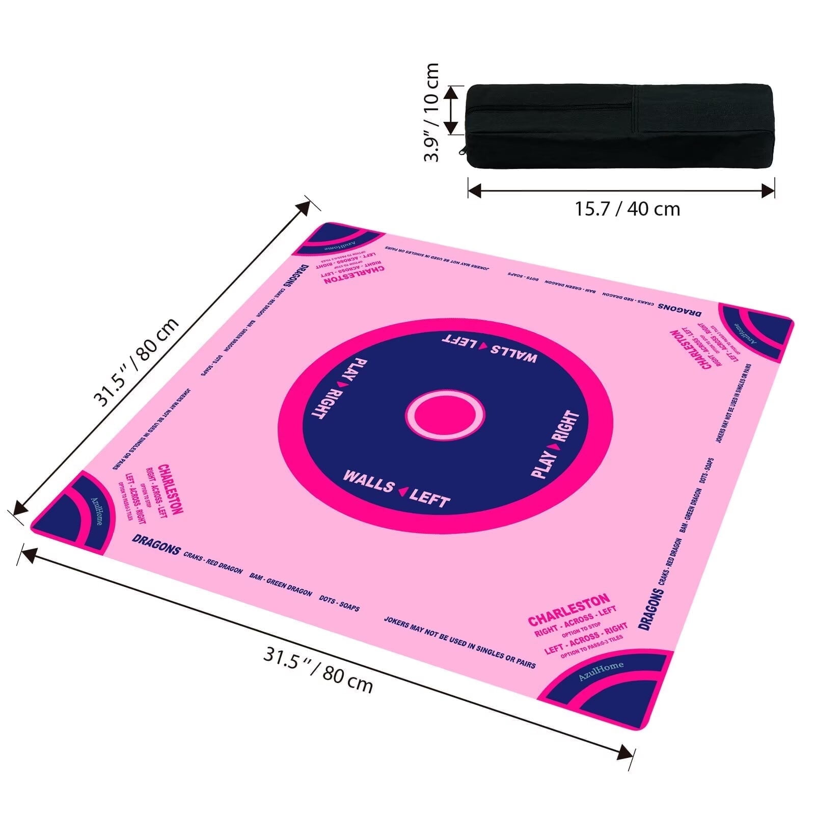 AzulHome Mahjong Mat with Rules, Anti-Slip and Noise Reduction, 31.5 ...
