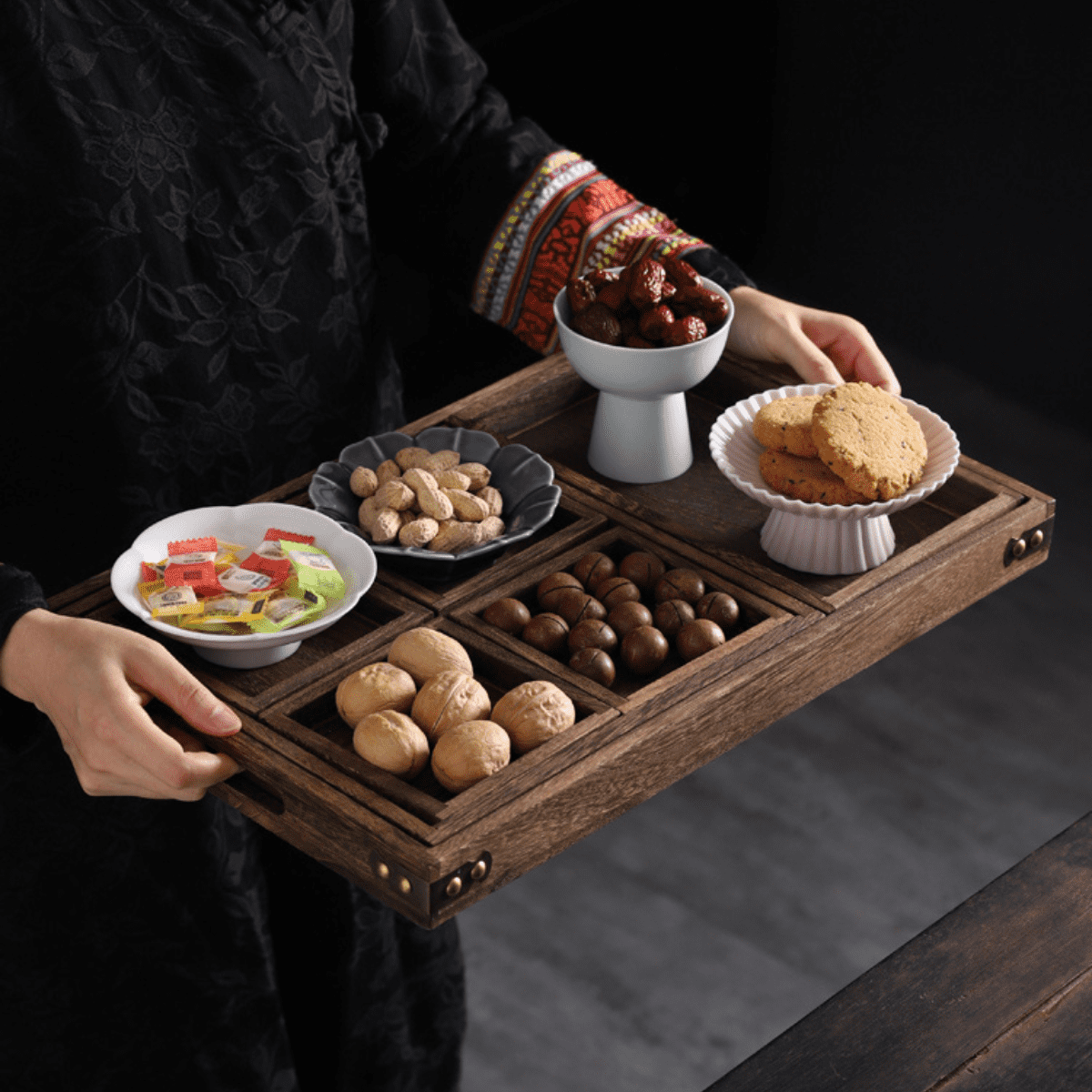 AzulHome Rustic Wooden Serving Trays with Handle, Serving Platters ...