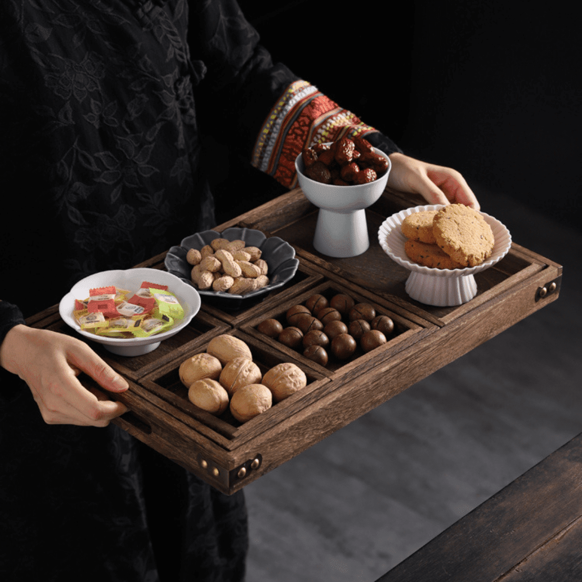 AzulHome Wooden Serving Trays with Handle, Serving Platters ...