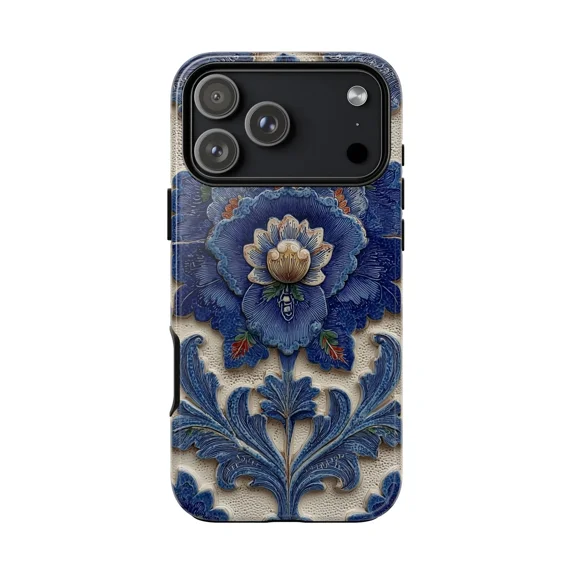Azulejo Blue Flower Pattern Phone Case for iPhone 17 through 11 Pro Max ...