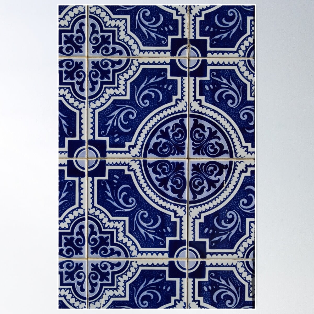 Azulejo Geometric Tile Pattern Poster Wall Art, Modern Wall Decor For ...