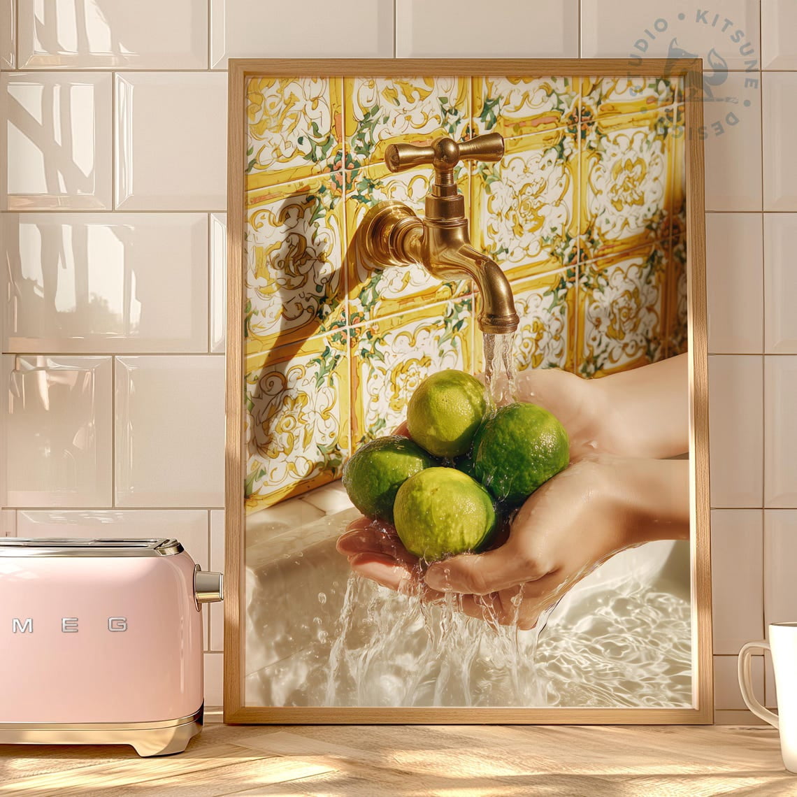 Azulejo Lime Art Portuguese Tile Kitchen Wall Decor Unframed Paper ...