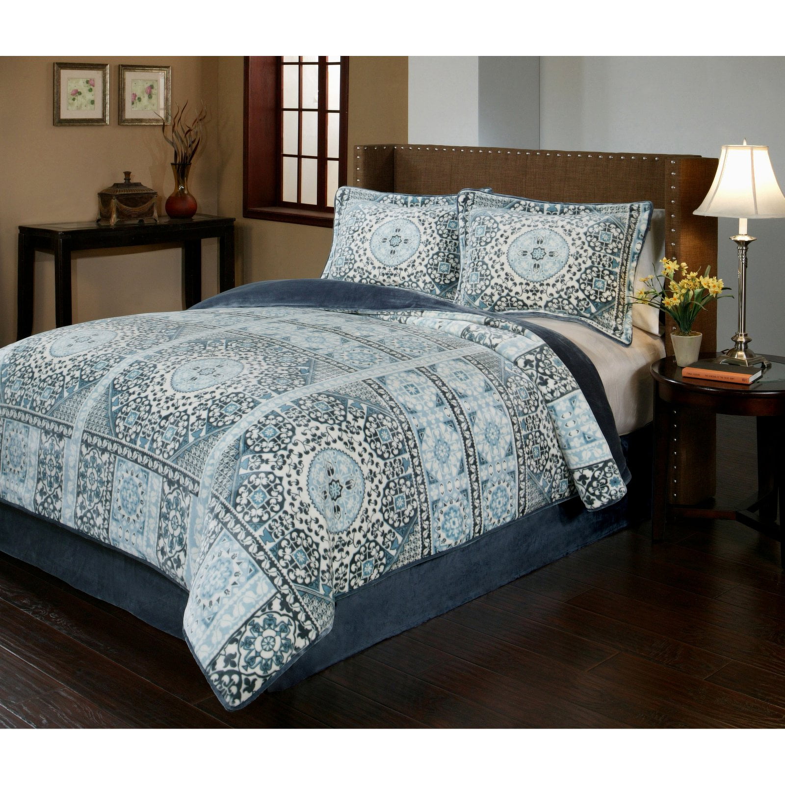 Azura 3 Piece Velvet Plush Printed Comforter Set by Fraiche Maison ...