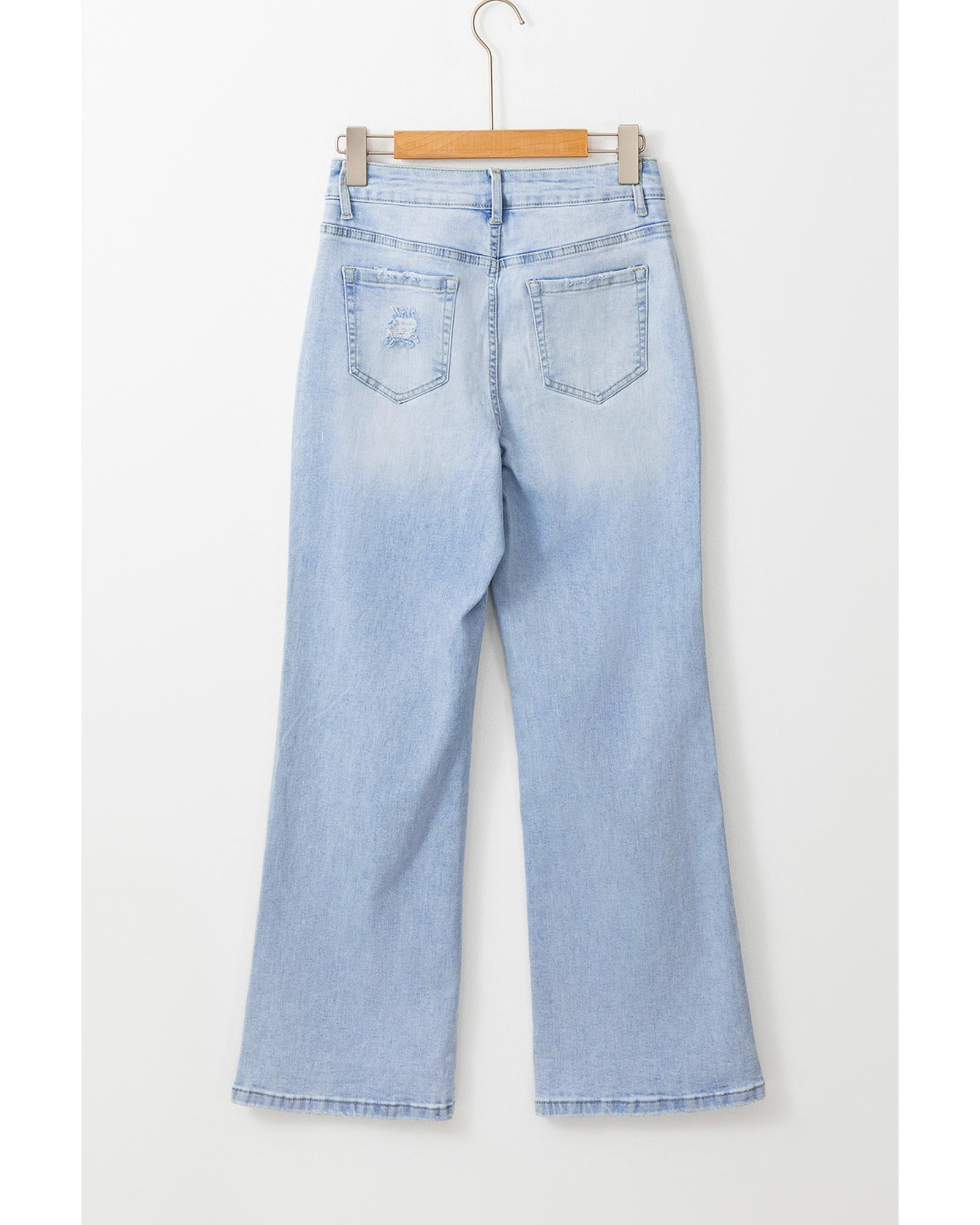 Azura Exchange Beau Blue Vintage Light Wash Distressed Flare Jeans Women - Walmart.com