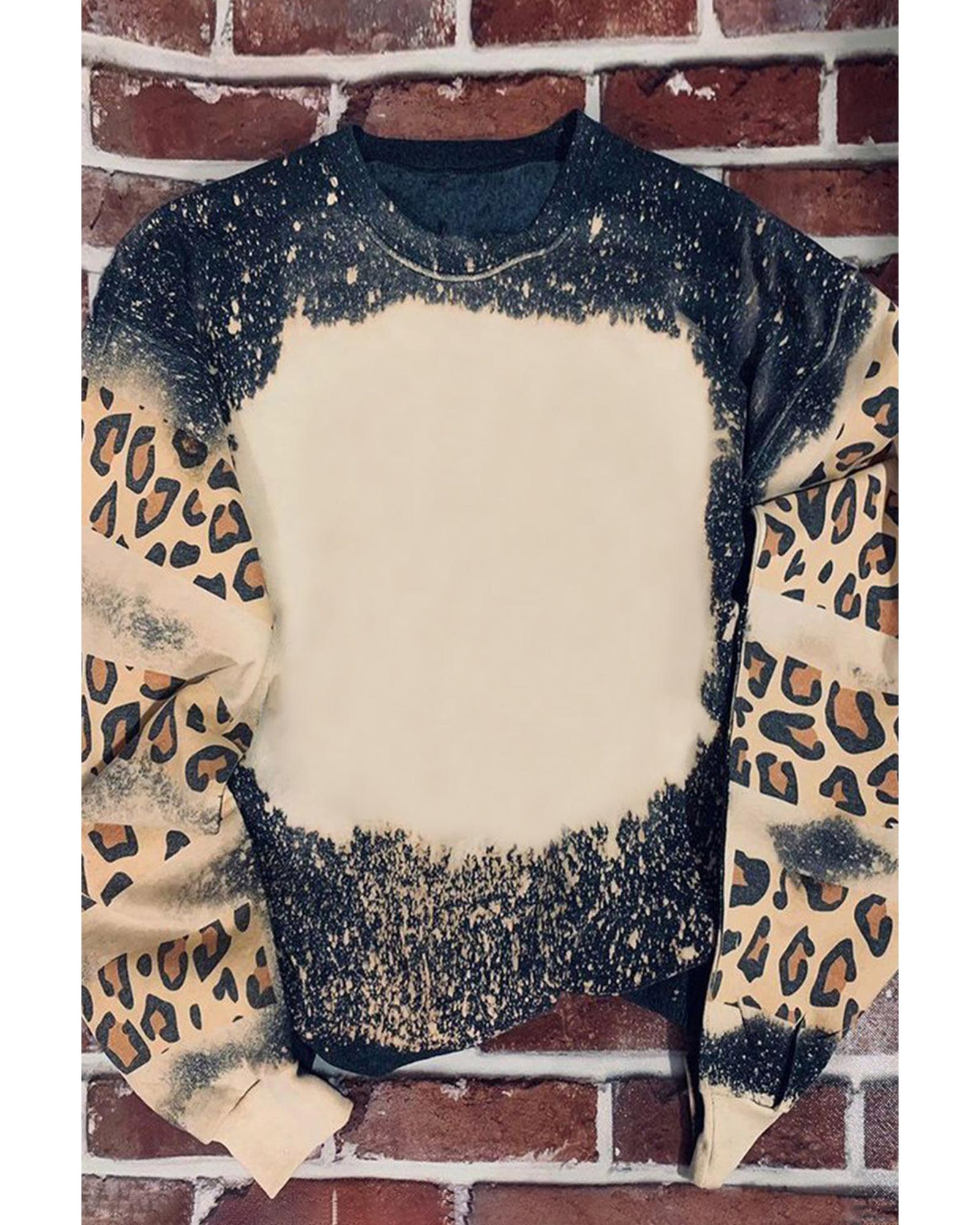 Azura Exchange Black Tie Dye Leopard Drop Shoulder Sweatshirt Women ...