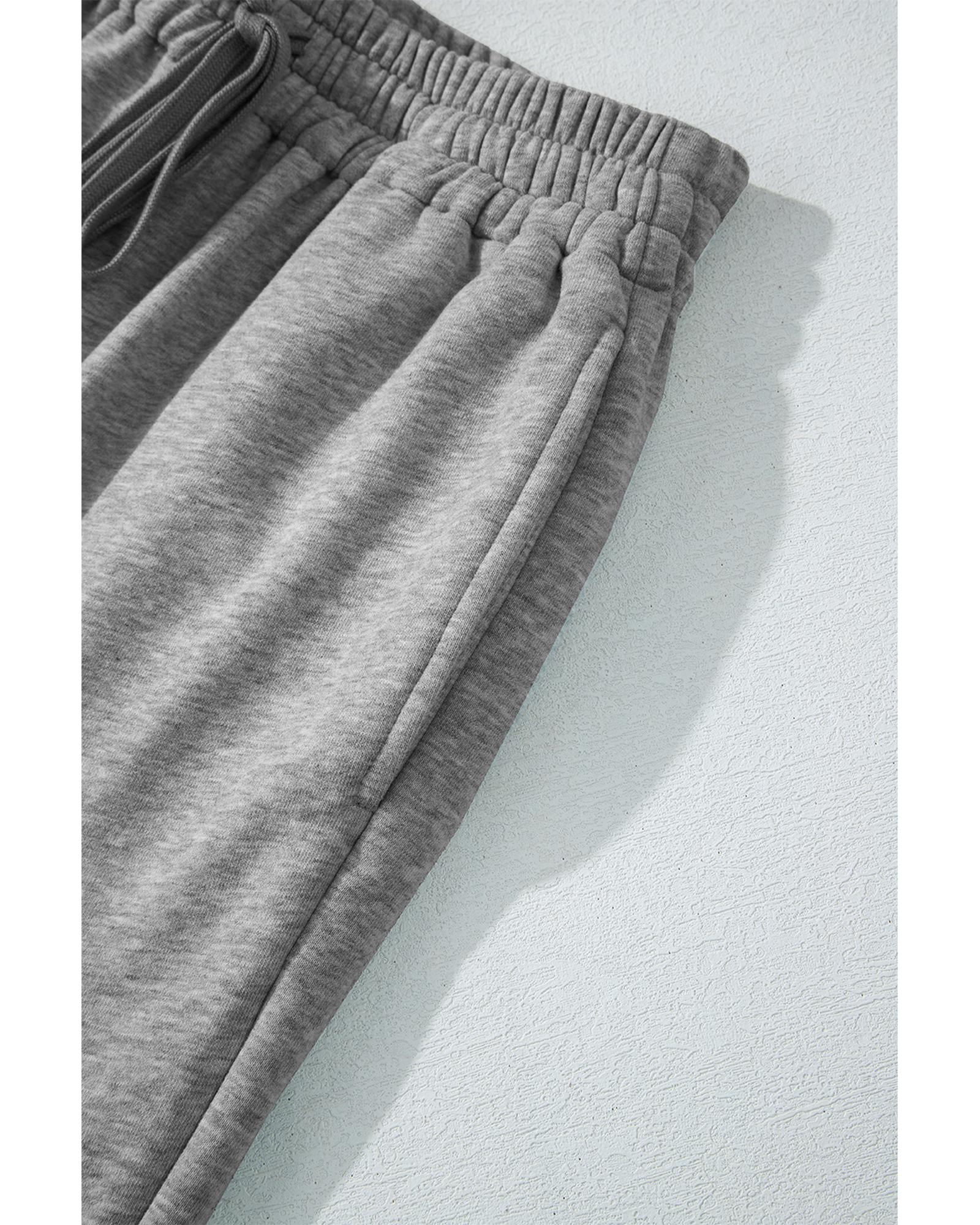 Azura Exchange Light Grey Solid Color Fleece Lined Drawstring Waist ...