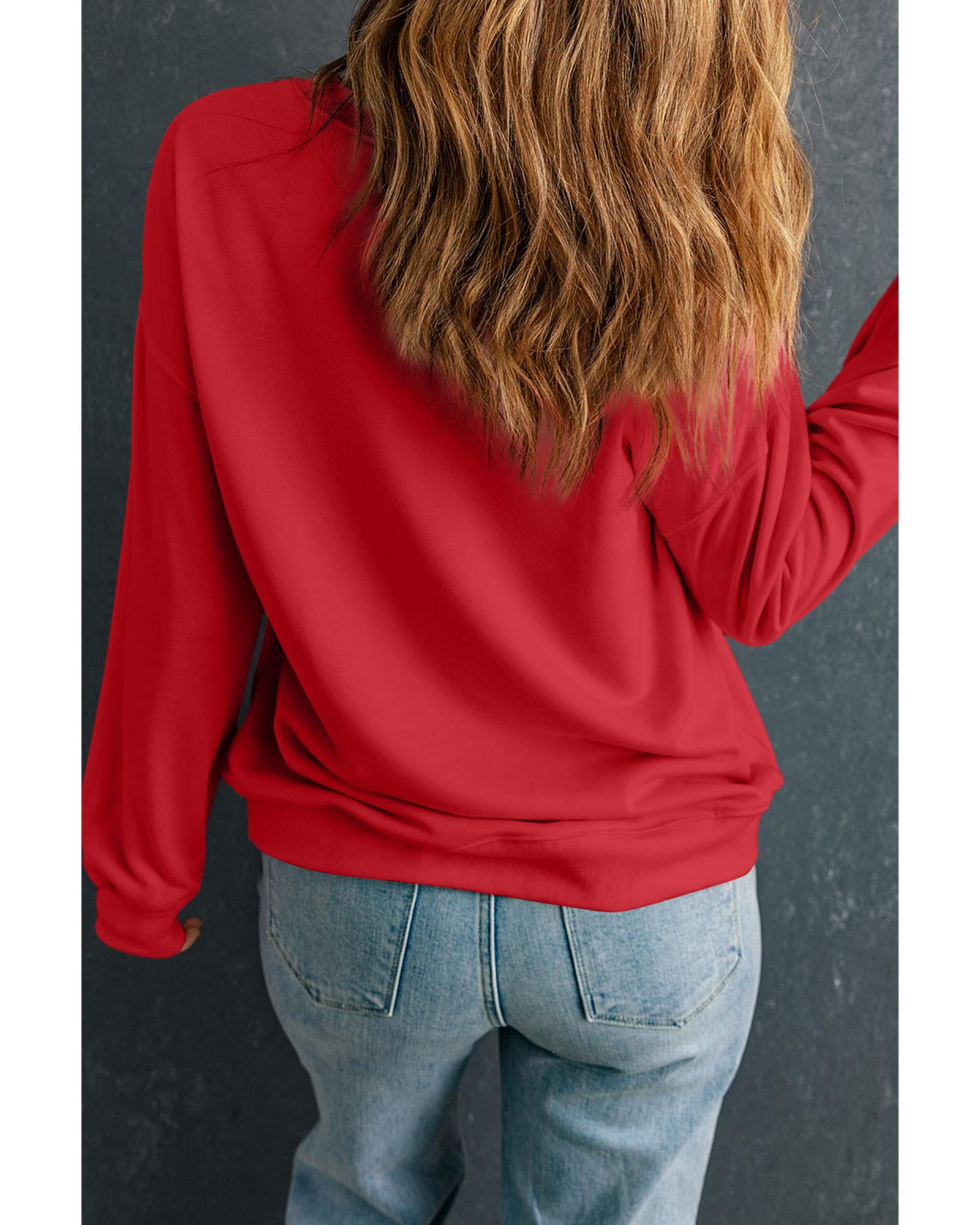 Azura Exchange Red Retro Heart-shape LOVE Letter Graphic Sweatshirt ...