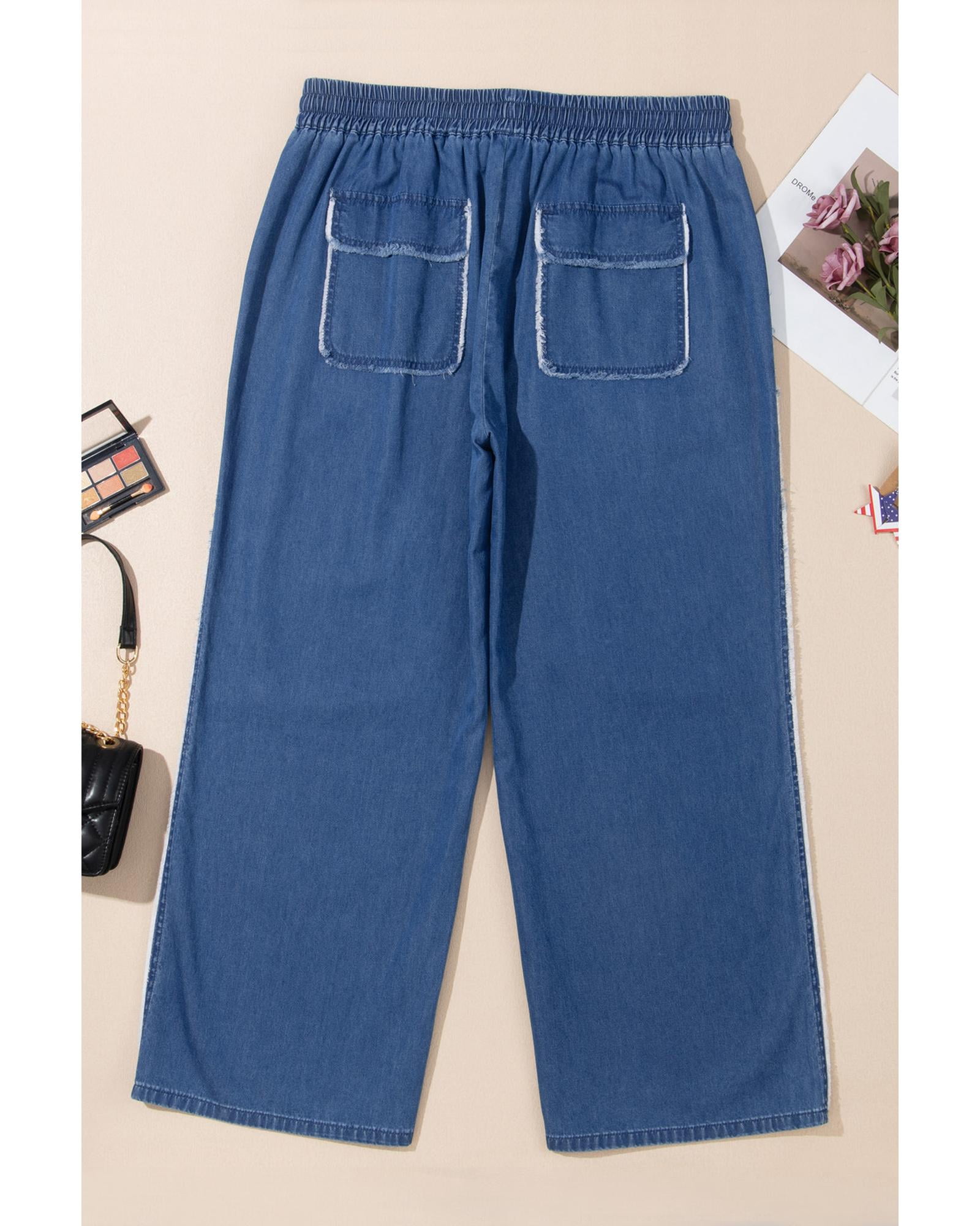 Azura Exchange Sail Blue Washed Denim Chambray Loose Plus Size Pants ...