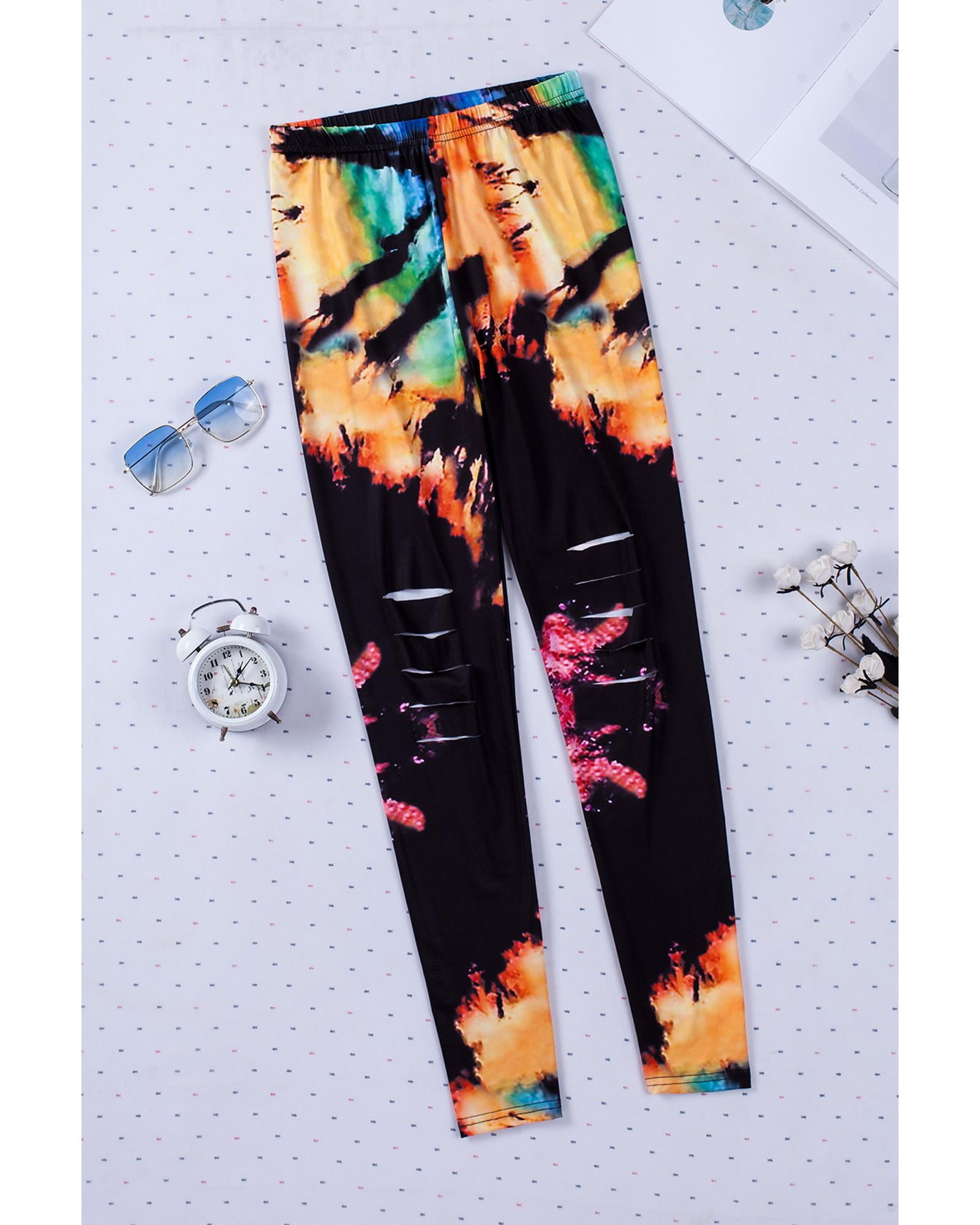 Azura Exchange Women's Tie-Dye Distressed Leggings Multicolor - Walmart.com