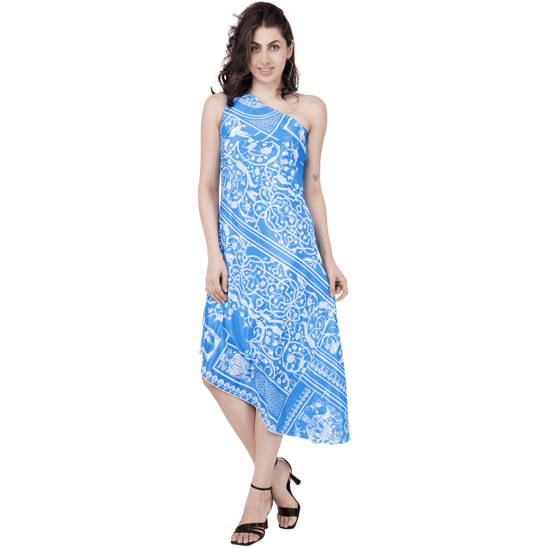 Azura - One Shoulder Blue Silk Dress - Walmart.com