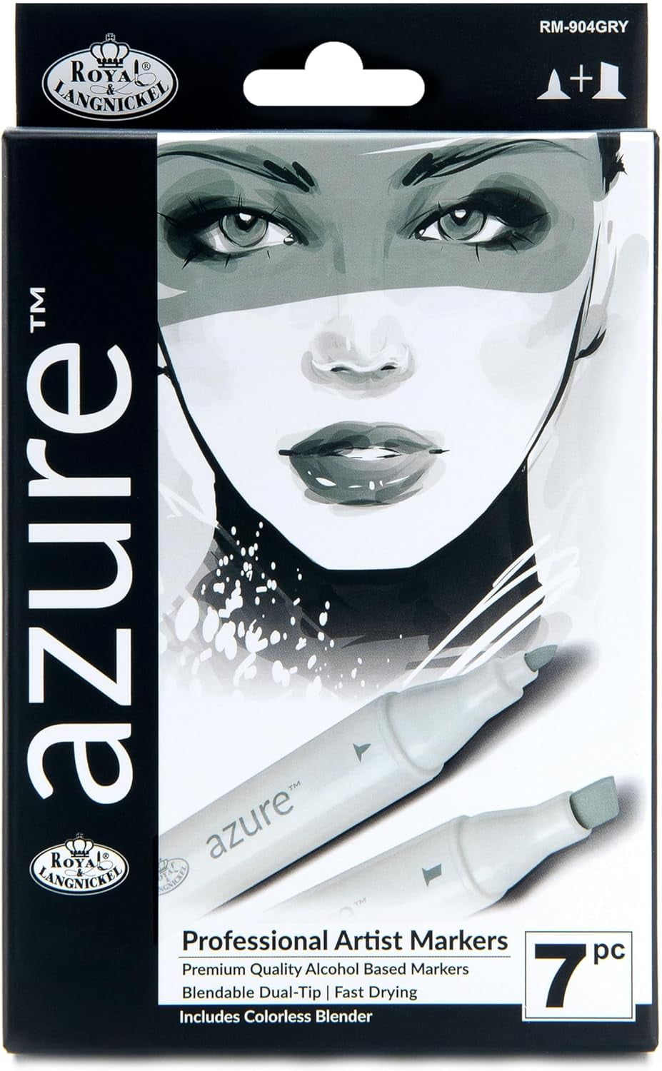 Azure, 7pc Dual-Tip, Alcohol Based Marker Set, Includes - 6 Markers & 1 ...