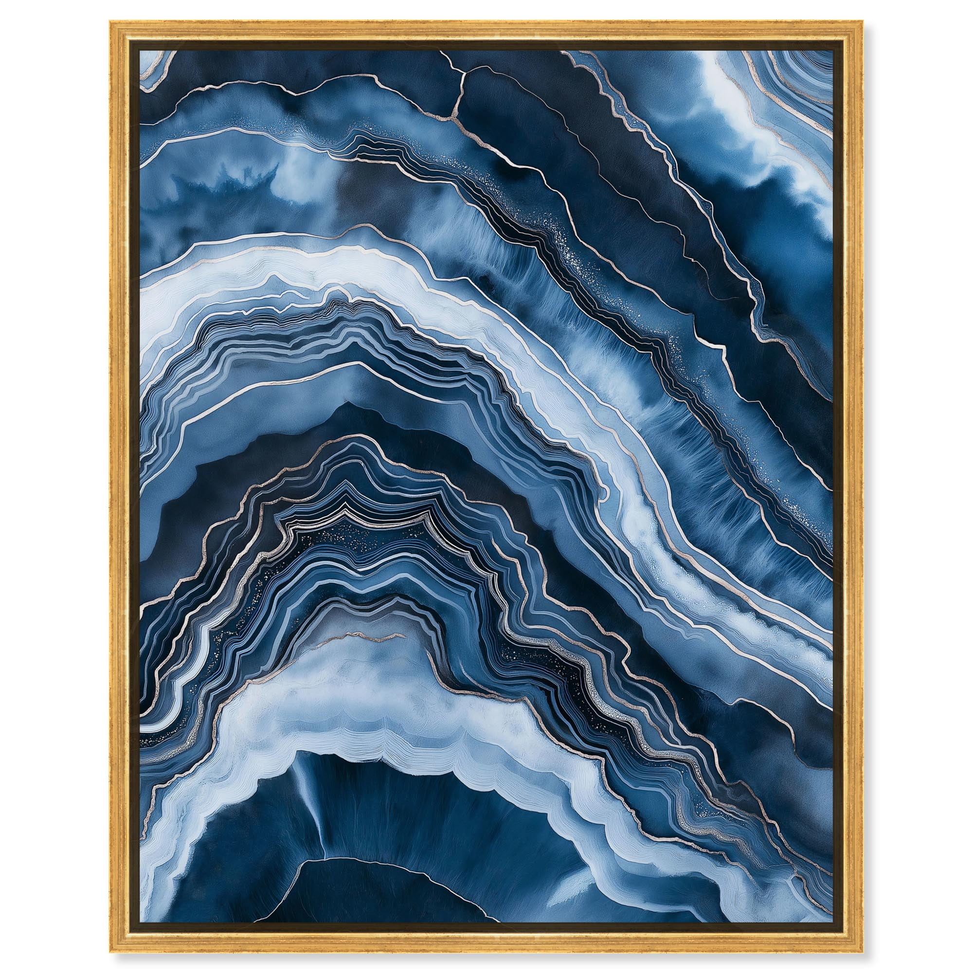 Azure Abyss Layers Canvas Teal Abstract Art by Art Remedy, Gold Frame ...